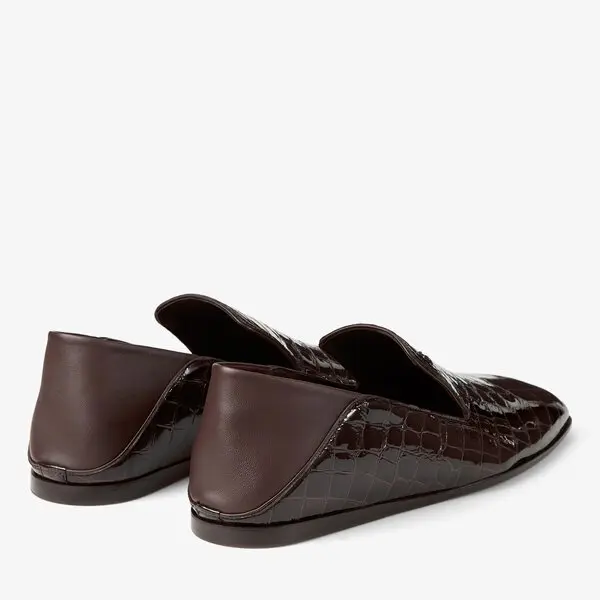 JIMMY CHOO Eliot Slipper Croc-embossed Leather Slippers - Sambuco