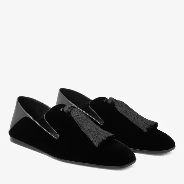 JIMMY CHOO Eliot Velvet Slippers With Tassel