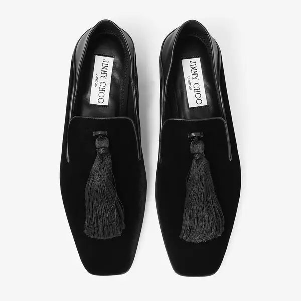 JIMMY CHOO Eliot Velvet Slippers With Tassel