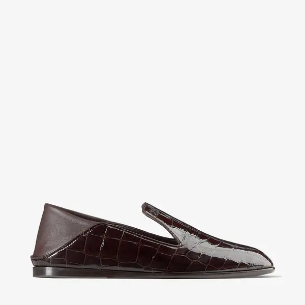 JIMMY CHOO Eliot Croc-embossed Leather Slippers - Sambuco