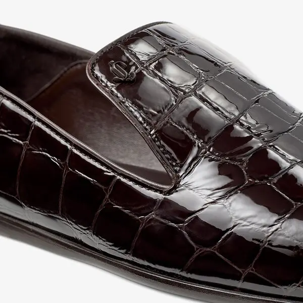 JIMMY CHOO Eliot Croc-embossed Leather Slippers - Sambuco