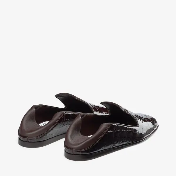 JIMMY CHOO Eliot Croc-embossed Leather Slippers - Sambuco