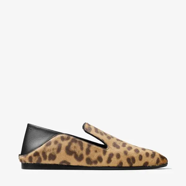 JIMMY CHOO Eliot Leopard Print Pony Leather Slippers - Neutral