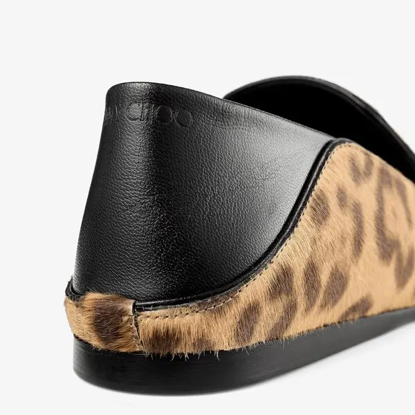 JIMMY CHOO Eliot Leopard Print Pony Leather Slippers - Neutral
