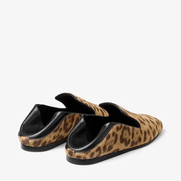 JIMMY CHOO Eliot Leopard Print Pony Leather Slippers - Neutral