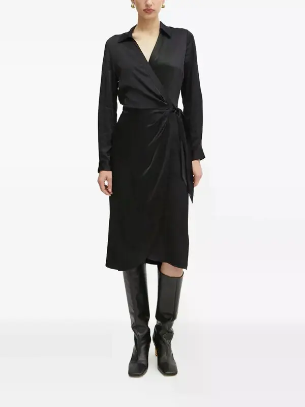 Guess Wrap Tie Midi Dress