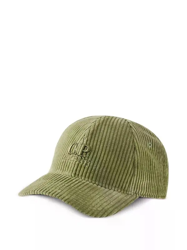 C.P. COMPANY Logo-embroidered Corduroy Cap - Green