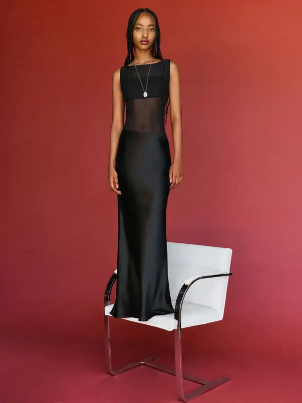 REFORMATION Zelie Silk Maxi Dress - Black
