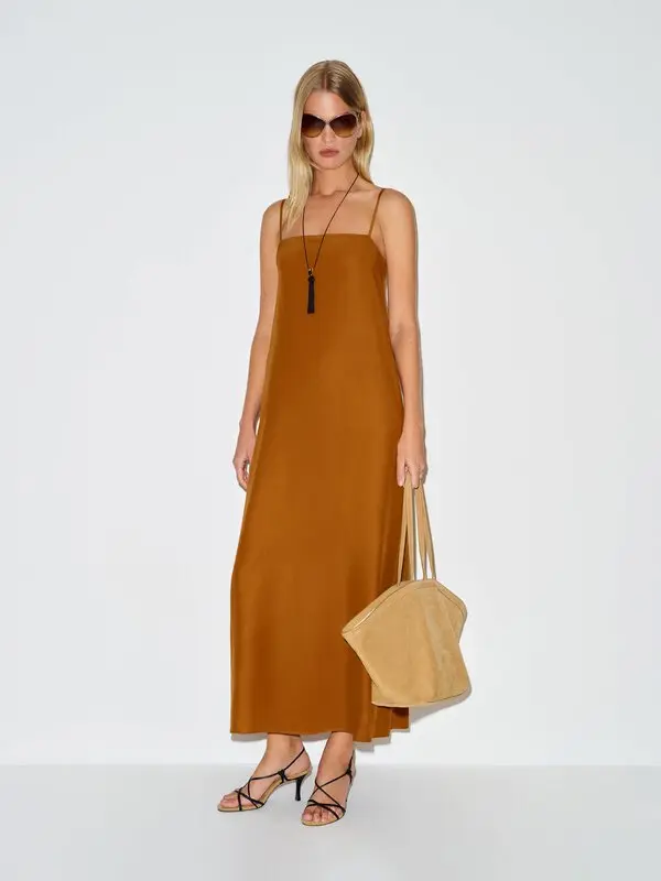 REFORMATION Glenna Silk Maxi Dress - Gold