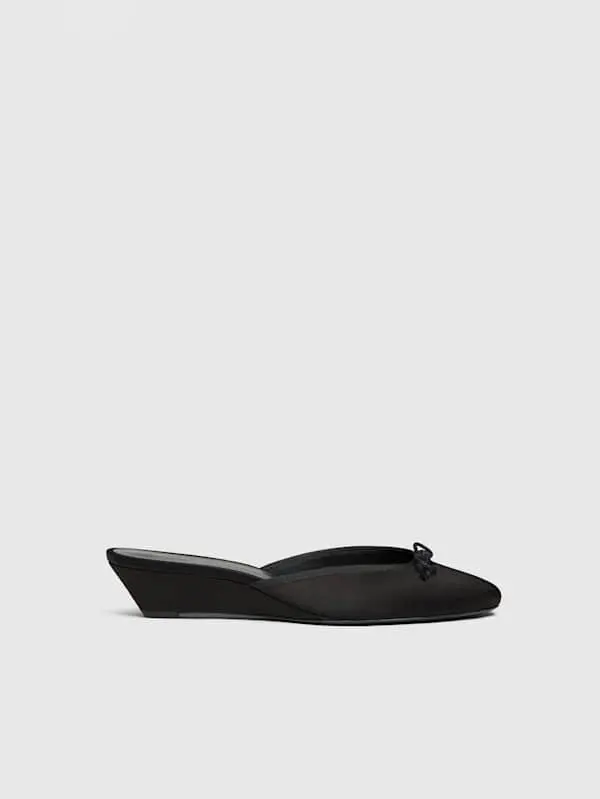 REFORMATION Tilda Heeled Mule - Black Satin