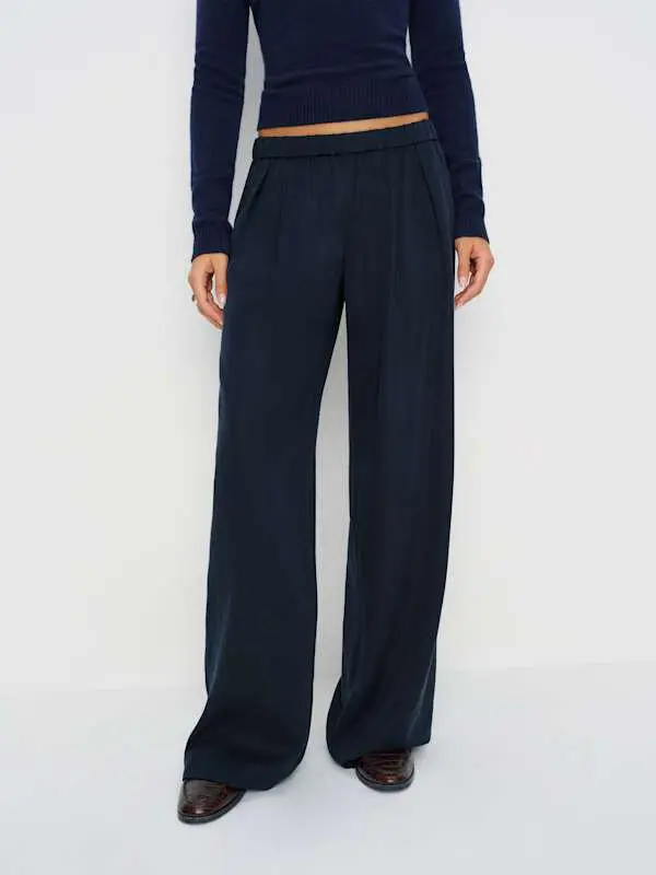 REFORMATION Petites Marion Low Rise Pant - Midnight