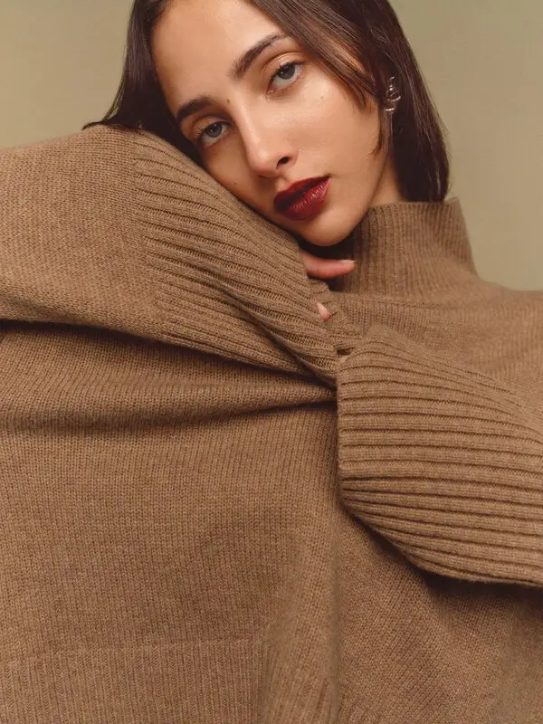 REFORMATION Cropped Turtleneck - Brown
