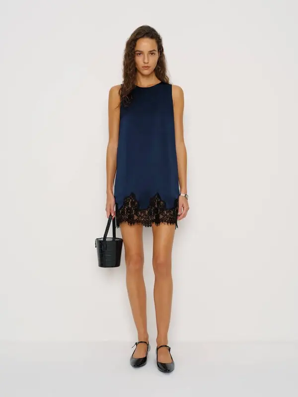 REFORMATION Jessalyn Silk Mini Dress - Blue