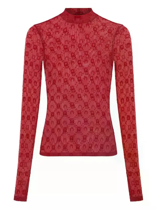 MARINE SERRE Moonogram High-neck Mesh Top - Red