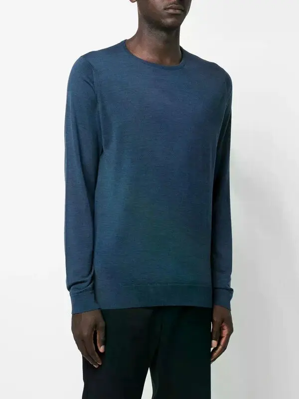 John Smedley Fine-knit Ribbed-trim Jumper - Blue