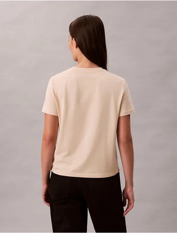 Calvin Klein Classic T-shirt With Sequin Monogram - Tuscan Beige