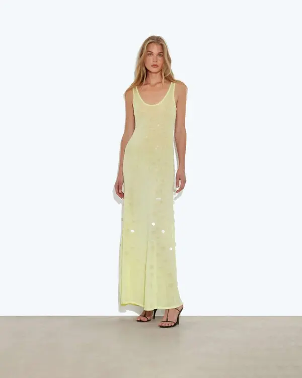 RAT & BOA Sequin-embellished Knitted Maxi Dress - Yellow