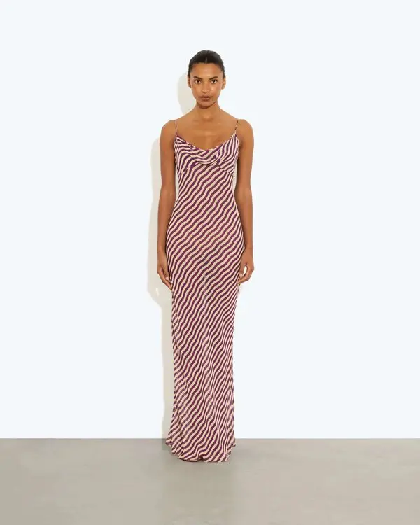 RAT & BOA Assisi Wave Print Maxi Slip Dress - Stripes