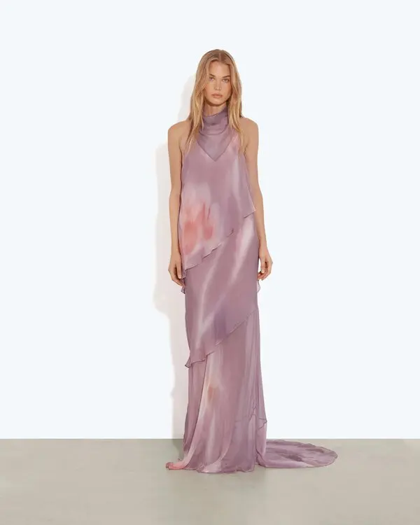 RAT & BOA Silvana Silk Chiffon Dress - Purple