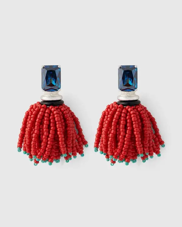 RAT & BOA Beaded Drop Earrings With Blue Cubic Zirconia