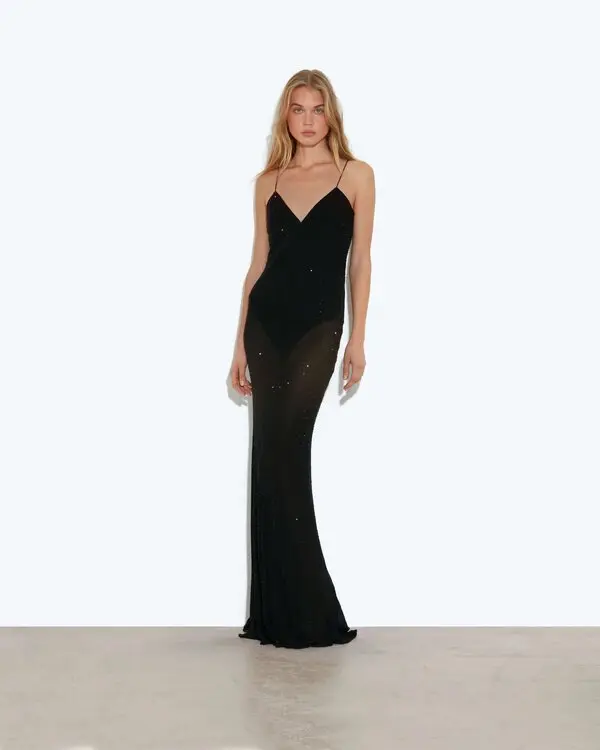 RAT & BOA Franzisca Maxi Dress With Hotfix Finish - Black