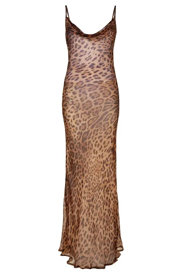 RAT & BOA Valentina Leopard Print Silk Dress