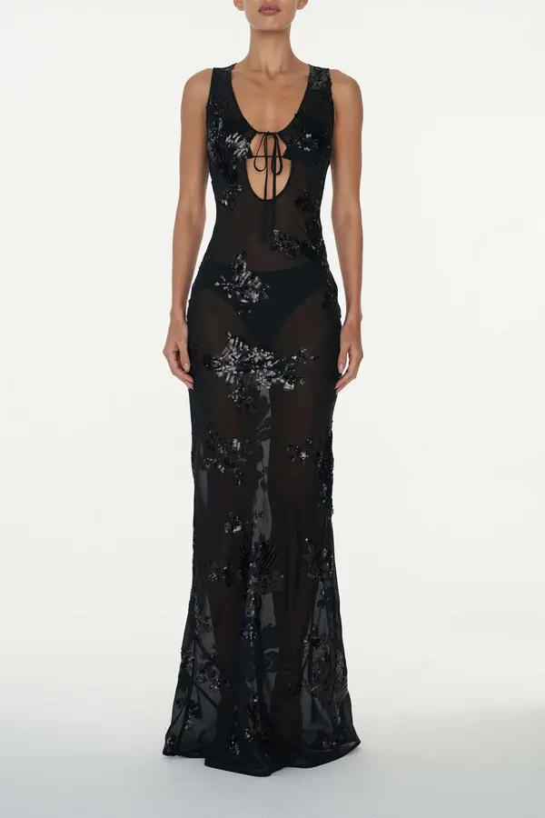 RAT & BOA Giulia Embroidered Maxi Dress - Black
