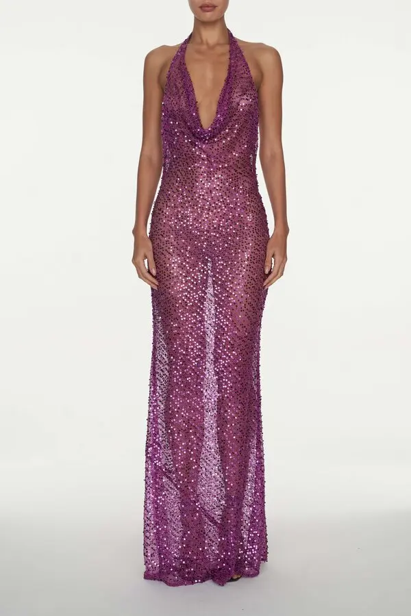 RAT & BOA Sequin Embellished Knit Mermaid Gown