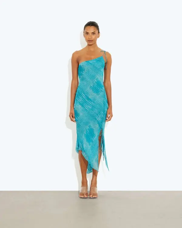 RAT & BOA Alberta Asymmetric Midi Dress - Turquoise