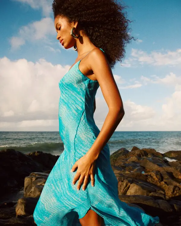 RAT & BOA Alberta Asymmetric Midi Dress - Turquoise