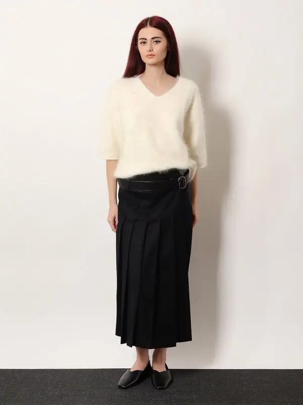 R2W Nayla Pleated Wool Skirt