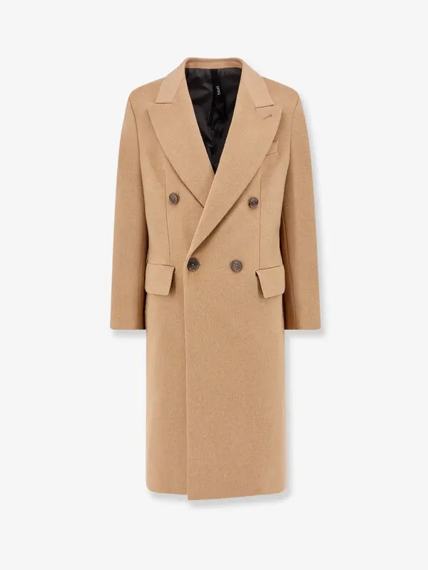 HEVO Cashmere Coat With Satin Lining - Brown