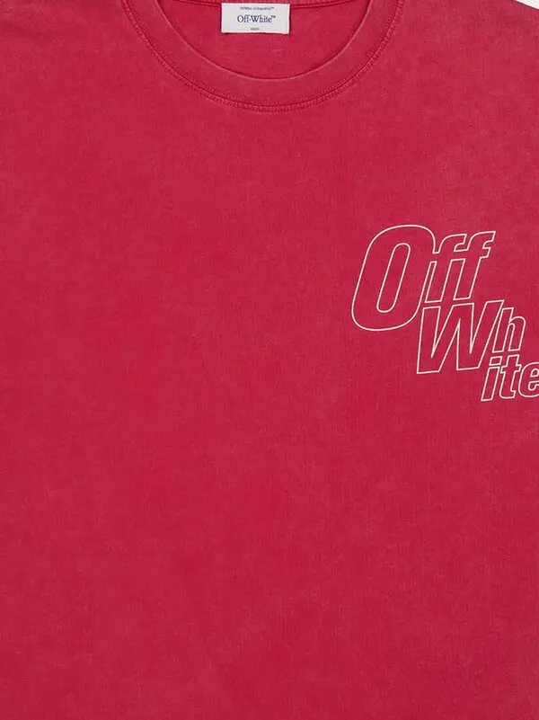 Off-White Cotton Tshirt - Red