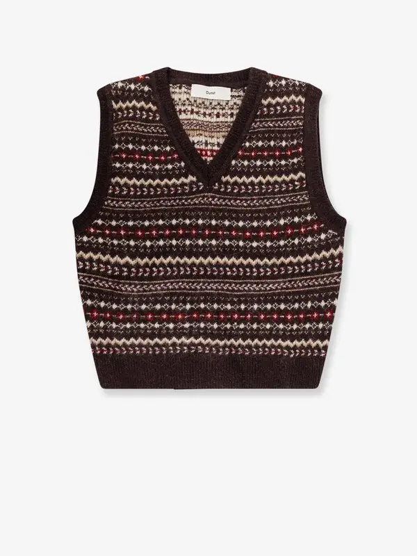 DUNST Patterned Knit Vest - Brown