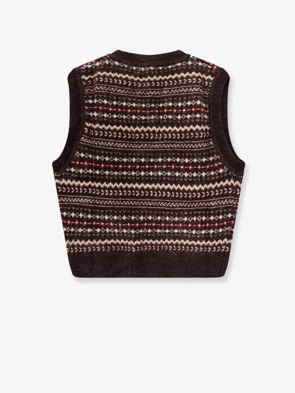DUNST Patterned Knit Vest - Brown