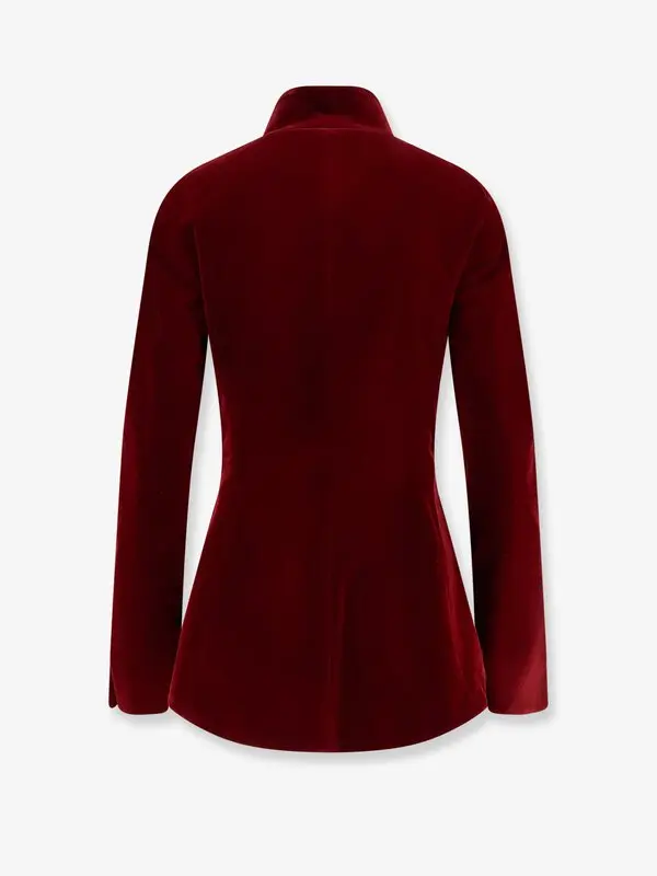 ACTUALEE Velvet Blazer - Red