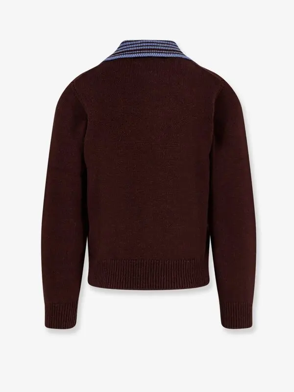 TONYWACK Wool Cardigan With Contrasting Collar