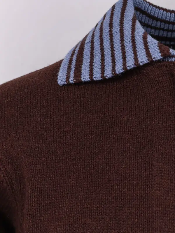 TONYWACK Wool Cardigan With Contrasting Collar