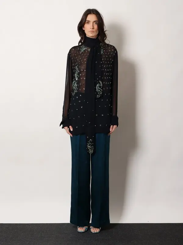 Dries Van Noten Viscose Rhinestone Shirt
