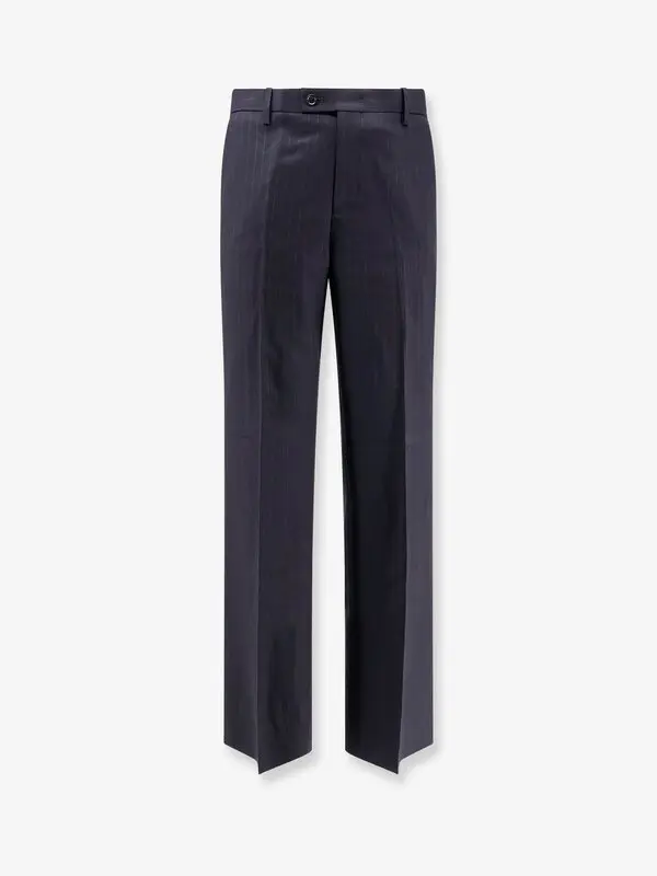 TONYWACK Wool Blend Pinstriped Wide Leg Trousers
