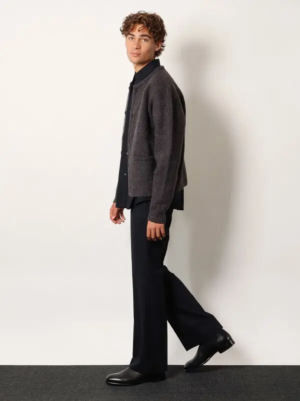 TONYWACK Wool Blend Pinstriped Wide Leg Trousers