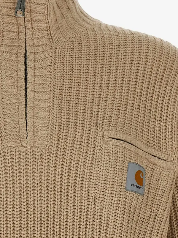 Carhartt Work In Progress Detroit Half-zip Acrylic-blend Sweater - Beige