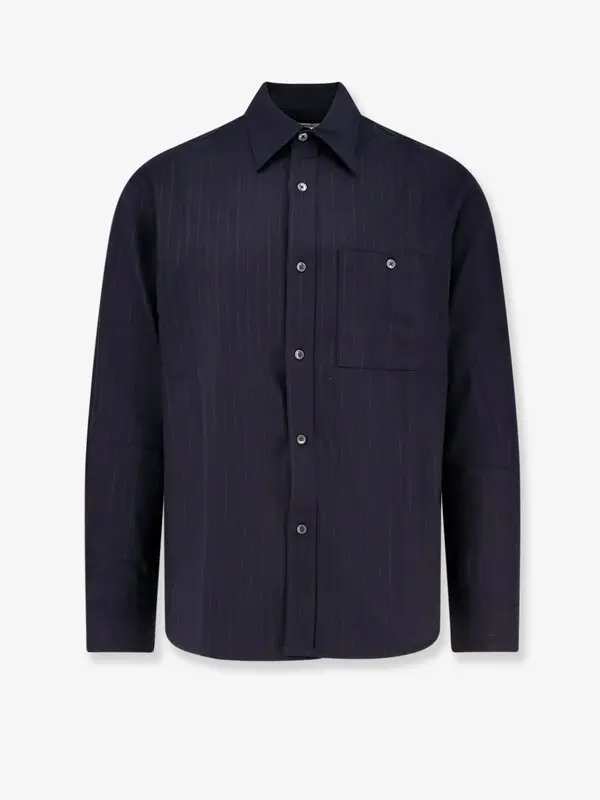 TONYWACK Wool Blend Striped Shirt - Blue