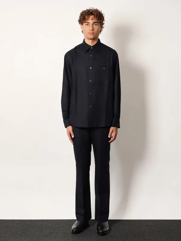 TONYWACK Wool Blend Striped Shirt - Blue