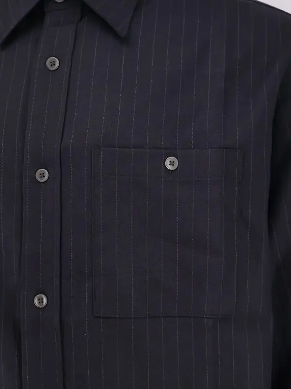 TONYWACK Wool Blend Striped Shirt - Blue