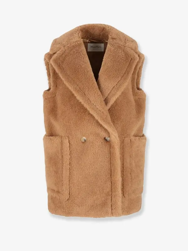 Max Mara Camel And Silk Sleeveless Coat
