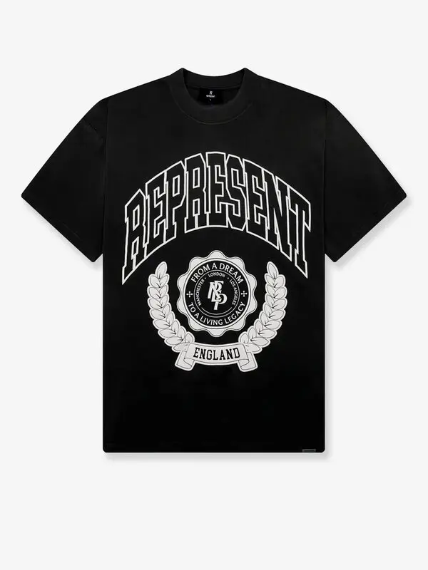 REPRESENT Legacy Crest Cotton Tshirt With Distressed Effect