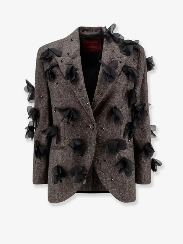 STELLA MAXWELL X MARELLA Wool Blend Blazer With Floral Embellishments