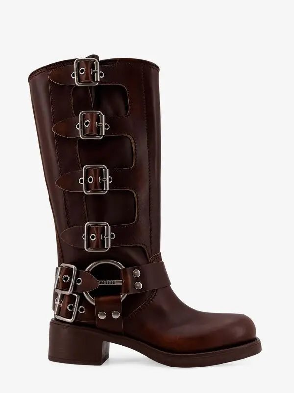 Miu Miu Leather Boots - Brown