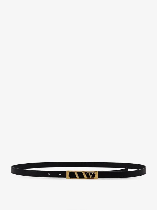 Valentino Garavani Vlogo Leather Belt - Black